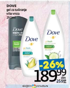 Gel za tuširanje Dove, 250ml, Dove