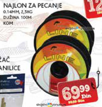 Najlon za pecanje 0,14mm, 2,5kg, 100m,