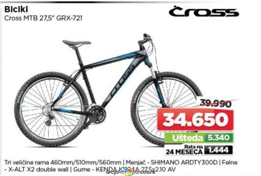 Bicikl MTB Cross GRX-721, Cross