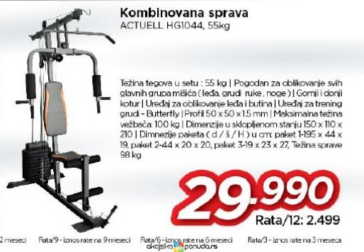 Gladijator kombinovana sprava Actuell HG1044, 55 kg kućna teretana, Actuell