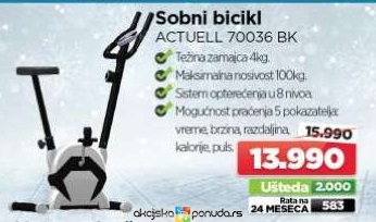 Sobni bicikl trenažer Actuell 70036 BK, Actuell