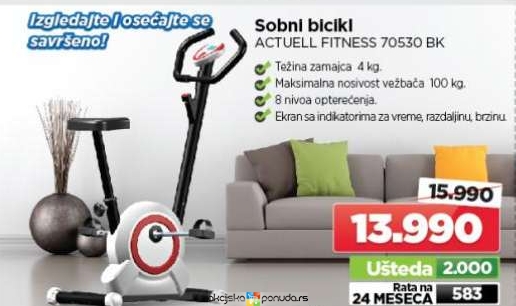 Sobni bicikl trenažer Actuell Fitnes 70530BK, Actuell