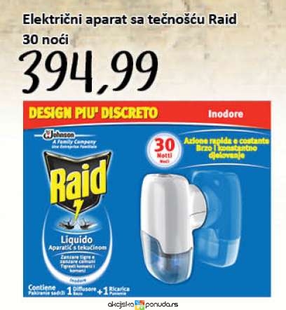 Raid električni aparat protiv komaraca, Raid