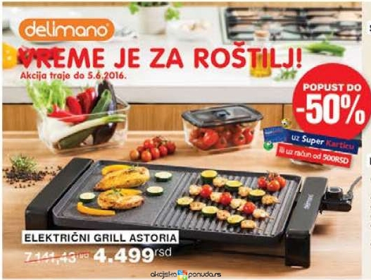 Delimano električni grill roštilj Astoria, Delimano