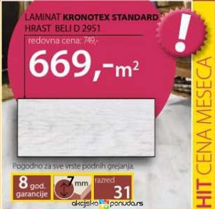 Laminat beli D2951 Kronotex Standard, Kronotex Standard