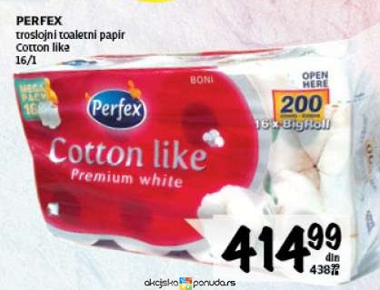 Perfex Cotton like toalet papir, 16/1, Perfex