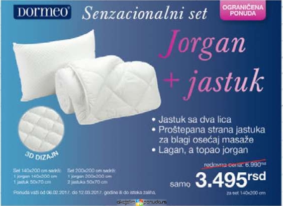 Dormeo set jastuk i jorgan, Dormeo