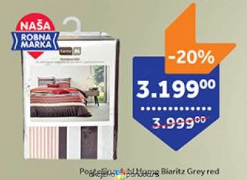 Posteljina za krevet duble Home Biaritz Grey red, Home