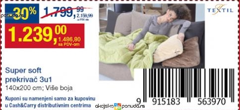 Super soft prekrivač 3u1 Textil, Textil