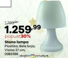 Stona lampa plastika, bela, HomeCenter