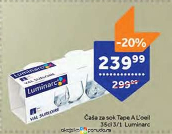 Luminarc Tape A Loeil čaše za sok, 35cl, 3/1, Luminarc