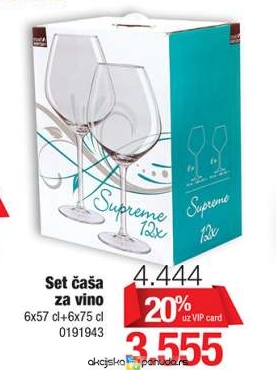 Čaše za vino Supeme set 6x57 cl + 6x75 cl,