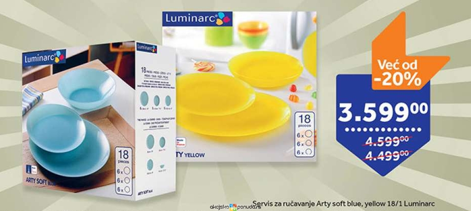 Luminarc servis za ručavanje Arty soft blue, zellow 18/1, Luminarc