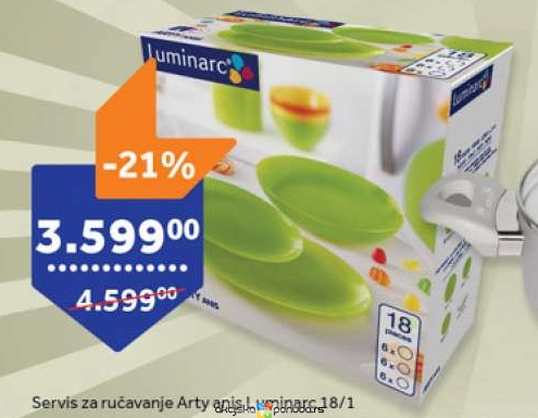 Luminarc servis za ručavanje Arty anis 18 delova, Luminarc