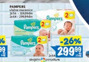 Pampers vlažne maramice 2x64, Pampers