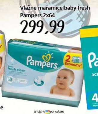 Pampers vlažne maramice, 2x64, Pampers