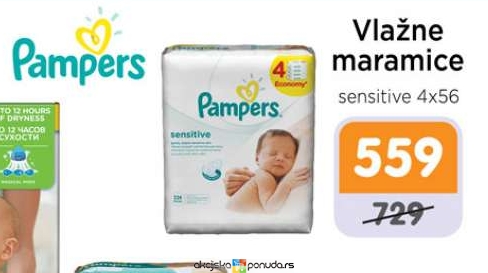 Pampers Sensitive vlažne maramice, 4x56, Pampers