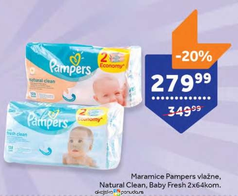 Pampers vlažne maramice, 2x64, Pampers