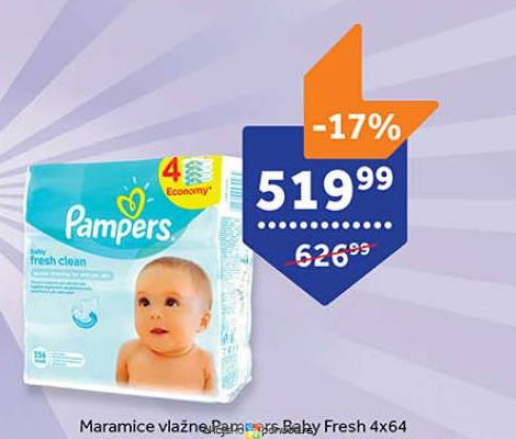 Vlažne maramice PAmpers, 4x64, Pampers