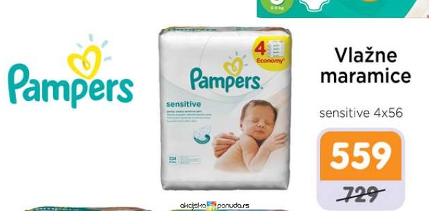 Pampers Sensitive vlažne maramice, 4x56, Pampers