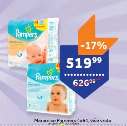 Pampers vlažne maramice, 4x64, Pampers