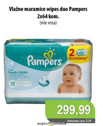 Pampers, vlažne maramice, 2x64, Pampers