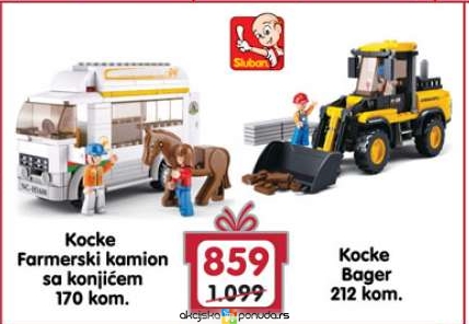 Sluban kocke bager, farmerski kamion, Sluban