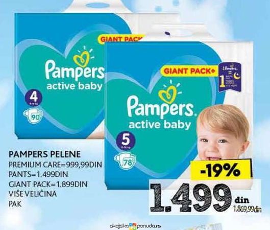 Pampers Active Pants pelene, Pampers