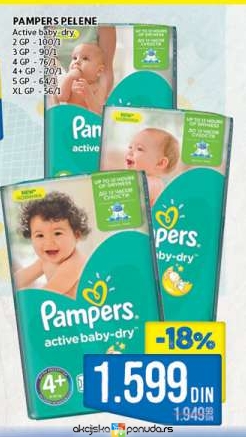 Pampers Active baby dry pelene, Pampers