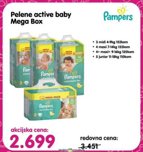 Pampers Active baby dry pelene Mega Box, Pampers