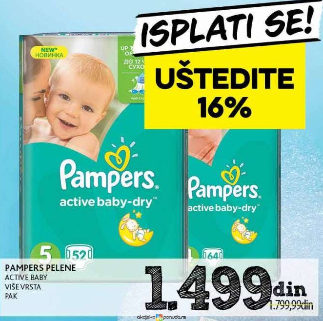 Pampers Active baby dry pelene, Pampers