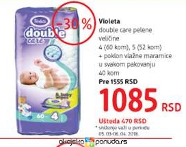 Violeta Double care pelene, Violeta