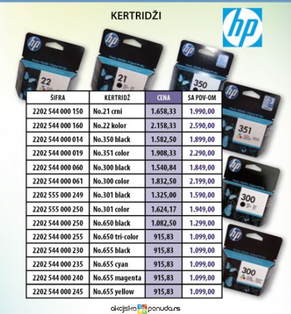 HP kertridž 350 black, HP