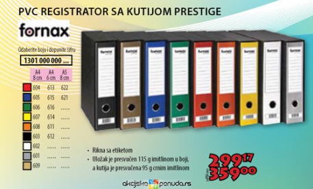 PVC registrator sa kutijom Prestige, Fornax