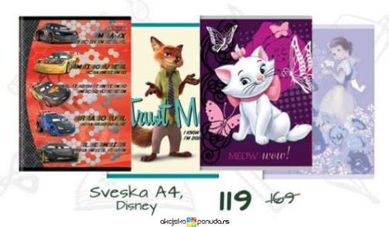 Školska sveska A4 Disney, Disney