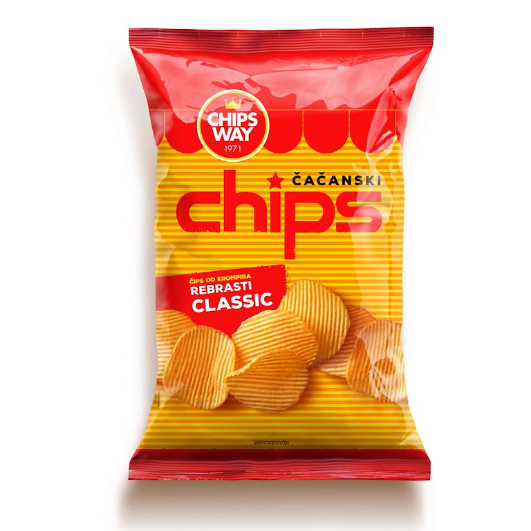 Chips way čips čačanski rebrasti 230g chips way