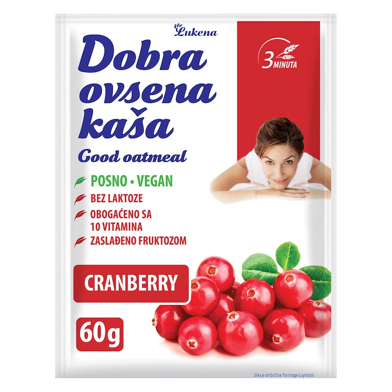 Dobra kaša ovsena regular brusnica 60g dobra