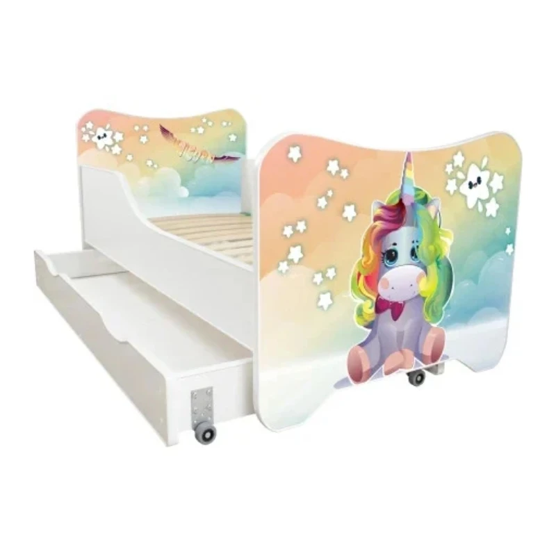 Krevet Happy Kitty - Unicorn Sky za decu sa fiokom, 160x80