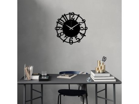 WALLXPERT ZIDNI SAT METAL WALL CLOCK 15 BLACK