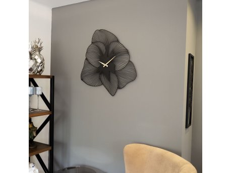 WALLXPERT ZIDNI SAT AZALEA METAL WALL CLOCK APS039 49 BLACK