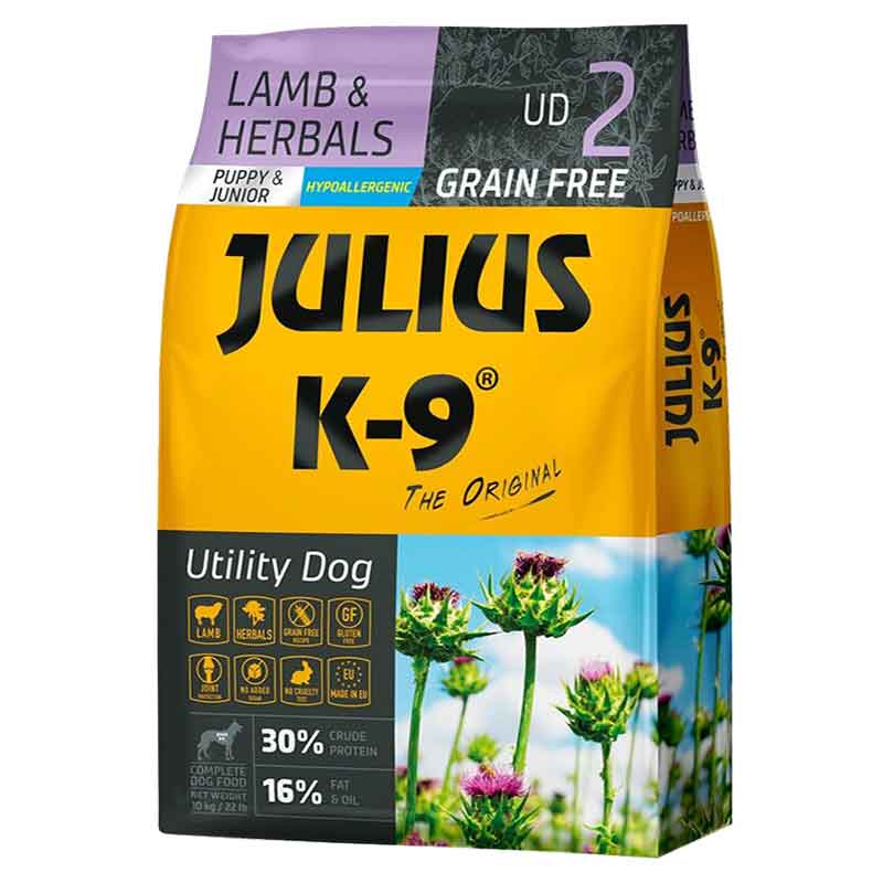 Julius K9 Grain Free Puppy & Junior - jagnjetina i bilje, 10 kg