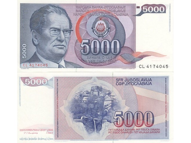 Jugoslavija 5000 Dinara 1985 UNC, ST-117/P-93 TITO