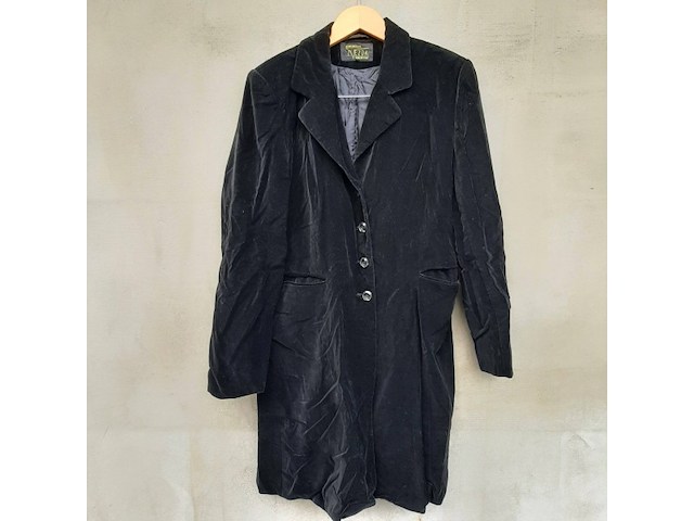 elegantni crni mantil od pamucnog plisa,vel.40