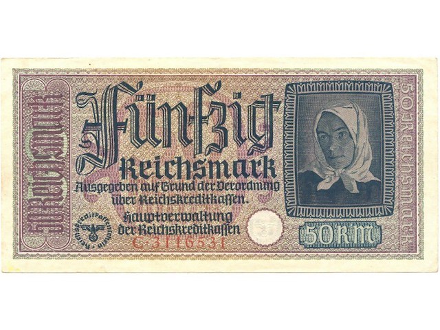 Nemacka okupacija 50 reichsmark 1940 - 1945