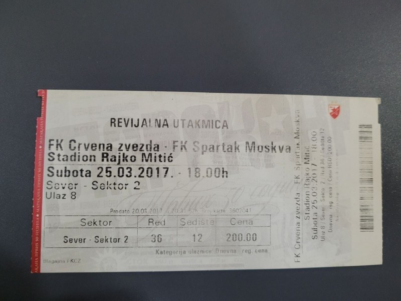 Fk Crvena Zvezda - Fk Spartak Moskva 25.03.2017.