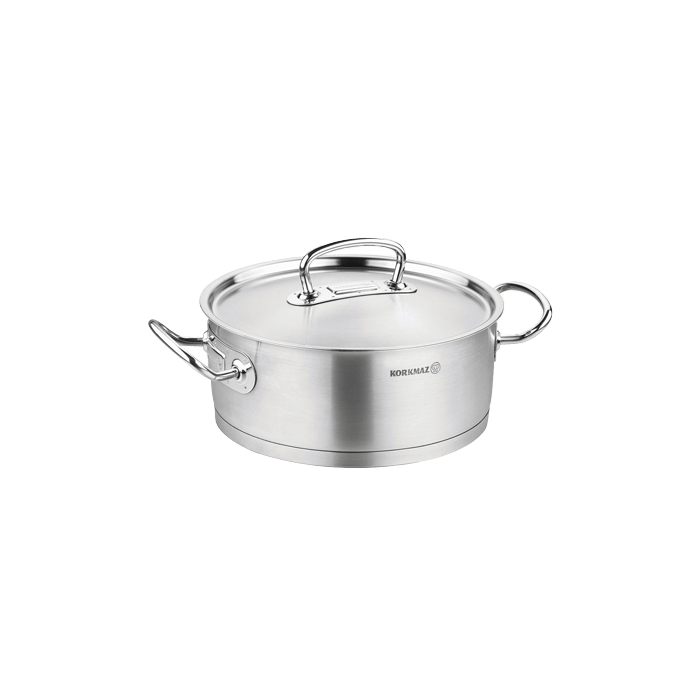 KORKMAZ Šerpa sa poklopcem Pro Line Low Casserole A1170 Nerđajući čelik, 24cm, 4.5 l, Inox
