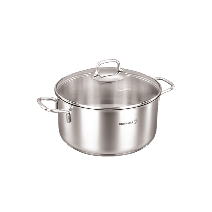 KORKMAZ Šerpa sa poklopcem Perla A1657 Nerđajući čelik, 24cm, 5.5 l, Inox