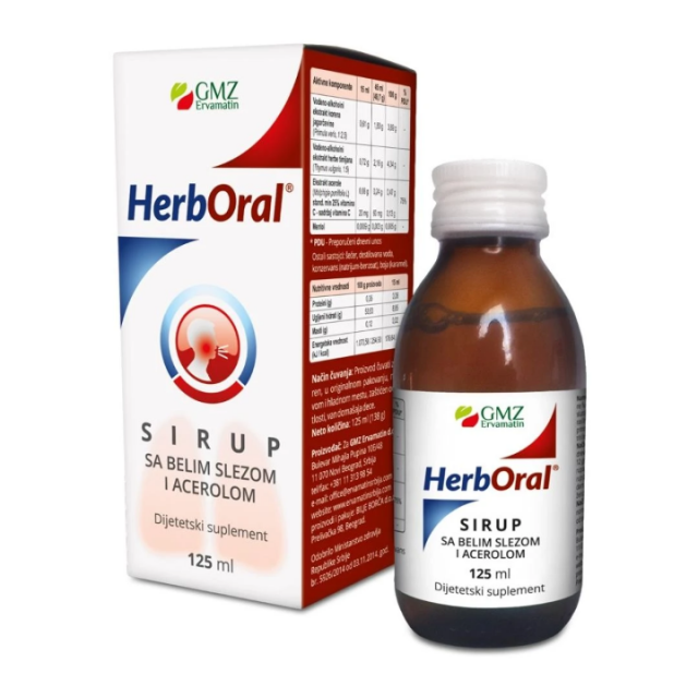 Herboral sirup sa belim slezom i acerolom za suvi kašalj 125ml