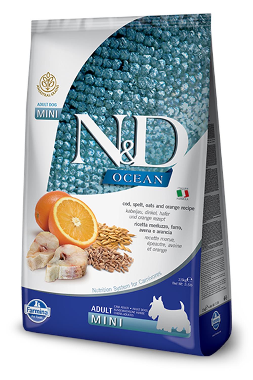 N&D Ocean Codfish Spelt,Oats&Orange Mini
