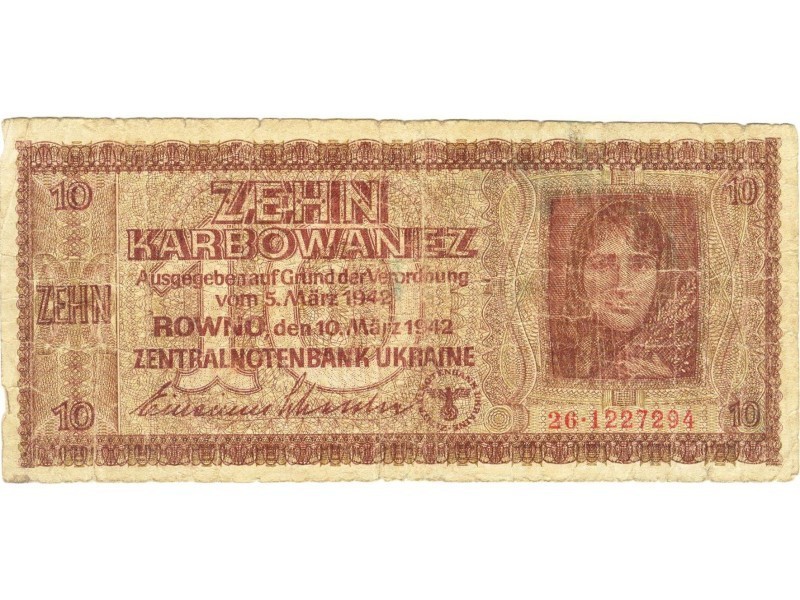 Ukrajina 10 karbowanez 1942